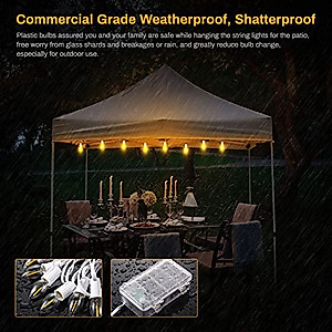 Eliteemo LED Canopy and Umbrellas Lights, 23 Ft LED Outdoor String Lights with Shatterproof Plastic 8LED C7 E-12 Light Bulbs, Waterproof, C Battery Powered, Super Bright to Display at Night Outdoors