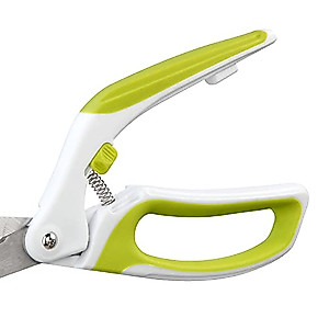 LIVINGO 10" Spring Action Fabric Scissors, Professional Sewing Scissors for Tailor Dressmaker, Spring Loaded Heavy Duty Fabric Shears for Crafting with Comfort Handle, All purpose(Green/White)