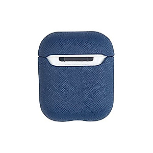 THEIMPRINT Saffiano Vegan Leather AirPods Case Cover Gen 1/2 - Compatible with Apple AirPods 1st & 2nd Generation Charging Case, Black Colour