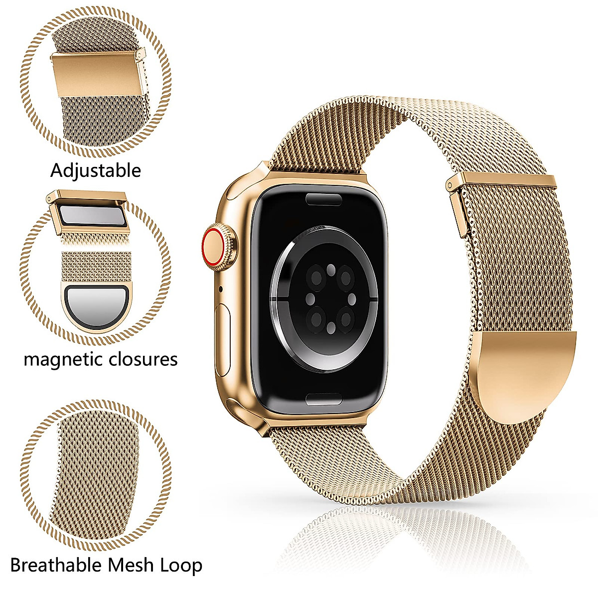2 Pack Metal Magnetic Band Compatible with Apple Watch Bands 38mm 40mm 41mm 42mm 44mm 45mm 49mm Women Men,Milanese Loop Stainless Steel Mesh Adjustable Strap for iWatch Series 9 8 7 6 5 4 3 2 SE ultra