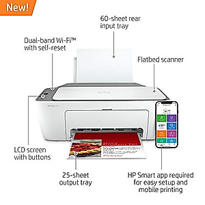 HP Deskjet 2622 All-in-one Printer Wireless Print Scan Copy, USB Cable Included