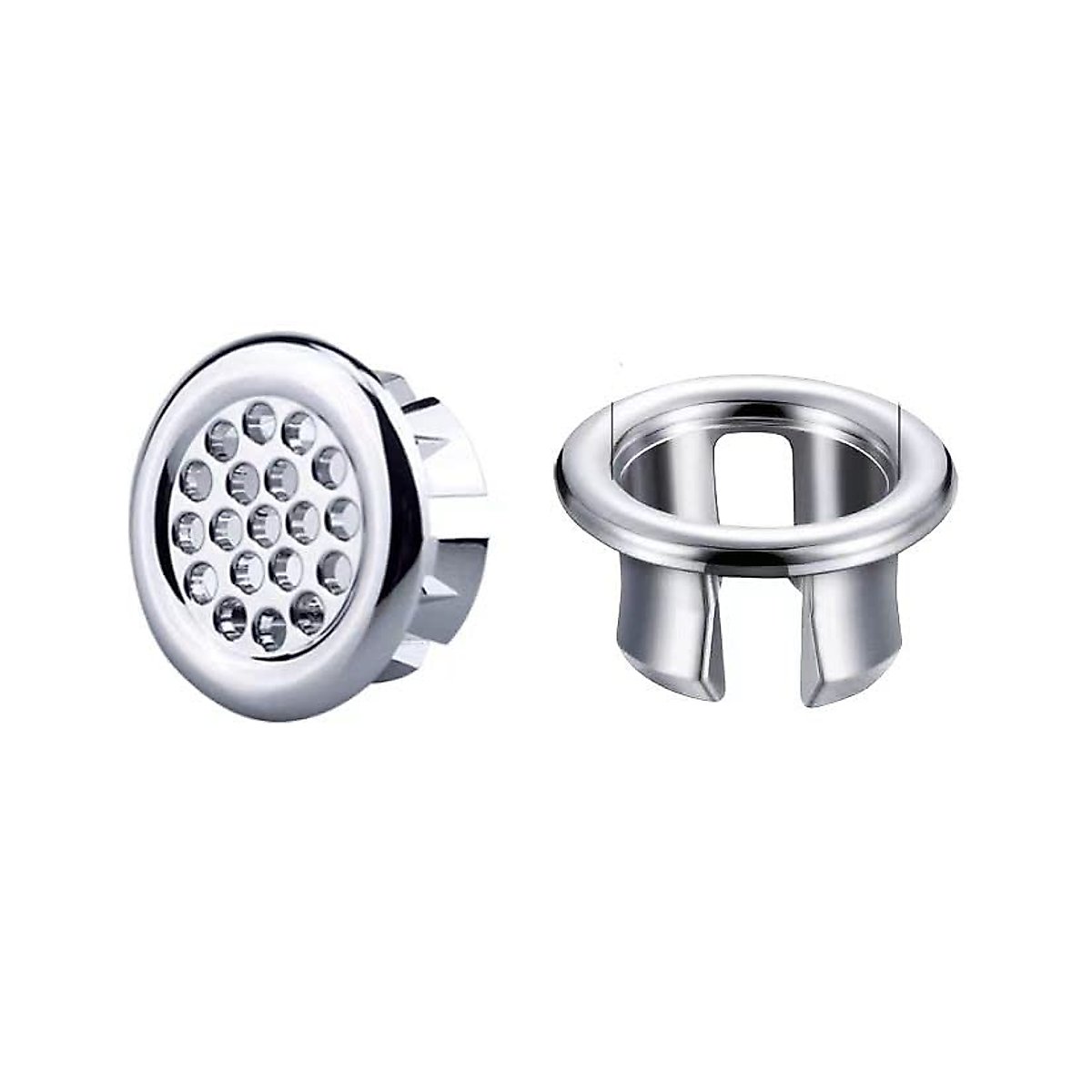 12 Pieces Sink Overflow Ring, Sink Overflow Ring Set Bathroom Accessary Kitchen Bathroom Sink Basin Overflow Cover Vanity Sink Overflow Cover, Silver (6 per item)