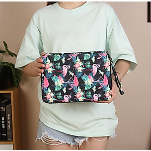 Shulaner 200 Slots Colored Pencil Case with Zipper Closure Large Capacity Oxford Pen Organizer Green Rose Pencil Holder for Artist (Flamingo)