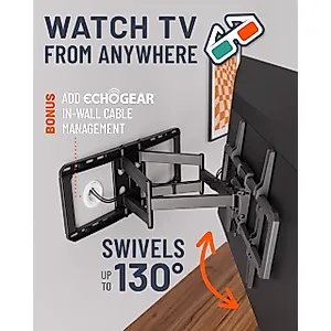 ECHOGEAR TV Wall Mount for Large TVs Up to 90" - Full Motion with Smooth Swivel, Tilt, & Extension - Universal Design Works with Samsung, Vizio, LG & More - Includes Hardware & Wall Drilling Template