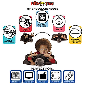 Pillow Pets Wild Moose Stuffed Animal Plush Toy 18 Inches, Brown, Large