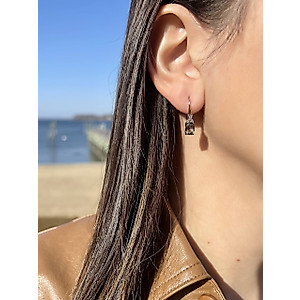 14K STRAWBERRY GOLD DIAMOND SMOKY QUARTZ EARRINGS