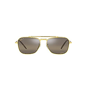 Ray-Ban RB3636 New Caravan Square Sunglasses, Legend Gold/Polarized Clear Gradient Dark Brown, 55 mm