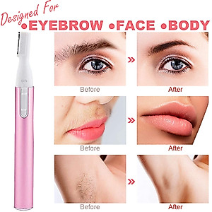 Electric Eyebrow Trimmer for Women, Facial Hair Razor Removal for Men, Mini Epilator for Bikini, Remover for Face, Chin, Peach Puzz, Lips, Body, Arms, Legs, Powered by Battery (not Included)
