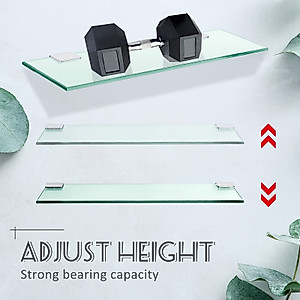 Tatuo 2 Pieces Bathroom Shelf Tempered Glass Shelf for Bathroom, 304 Stainless Steel Wall Mount Floating Glass Shelves (19.7 Inch)