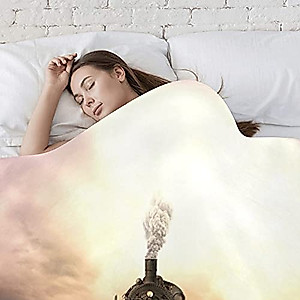 Train Sky Personalized Blankets Custom Super Soft Fleece Blanket with Name 50'' x 60'' Throws for Men Women Wedding Gifts