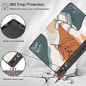 Tuiklol Case for Samsung Galaxy Tab S9 FE (5G) 10.9 inch & Tab S9 11 Inch 2023 Release Built-on S-Pen Holder, Slim Hard Shell Case Smart Trifold Stand Cover Auto Wake/Sleep, Abstract Leaves