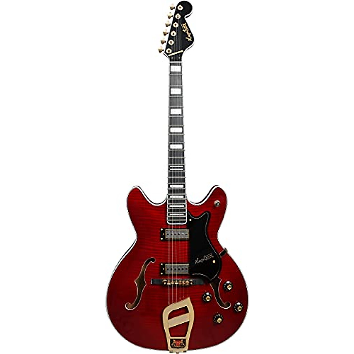 Hagstrom 6 String Hollow-Body Electric Guitar, Right, Wild Cherry Transparent (VIK67-G-WCT)
