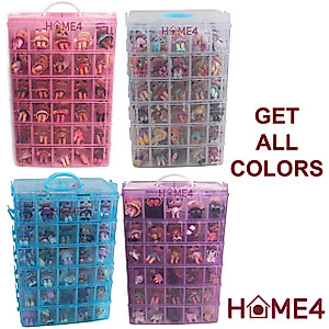 HOME4 No BPA 60 Adjustable Compartments 6 Layers Stackable Storage Container Organizer Carrying Display Case, Compatible with Small Toys Lol, Shopkins, Omg (Dolls Not Included) (Purple)