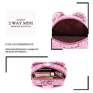 KL928 Girls Bowknot Polka Dot Cute Mini Backpack Small Daypacks Convertible Shoulder Bag Purse for Women (Pink)