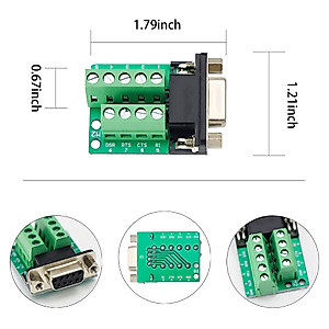 Zovfam DB9 Breakout Connector, Female D-SUB Adapter Plate Connector RS232 Serial to Terminal Board Signal Modul-3 Pcs