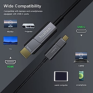 huaham Fiber Optic USB C to HDMI Cable 16.5ft, Type C to HDMI 2.0 Cable 4K@60Hz, Thunderbolt 3&4 Compatible with MacBook Pro/Air, Surface Go, Tablets, Laptops