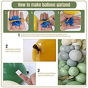 130Pcs Sage Green Balloons Garland Arch Kit Double-Stuffed Blue Ballons and Retro Olive Green Light Yellow Ballons for Party Decorations Birthday Bridal Baby Shower Tropical Bachelorette Party…