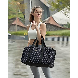 Marvolia Small Gym Bag for Women - Duffle Bag for Travel Weekender Bag with Shoe Compartment Carry on Bag for Women - Black