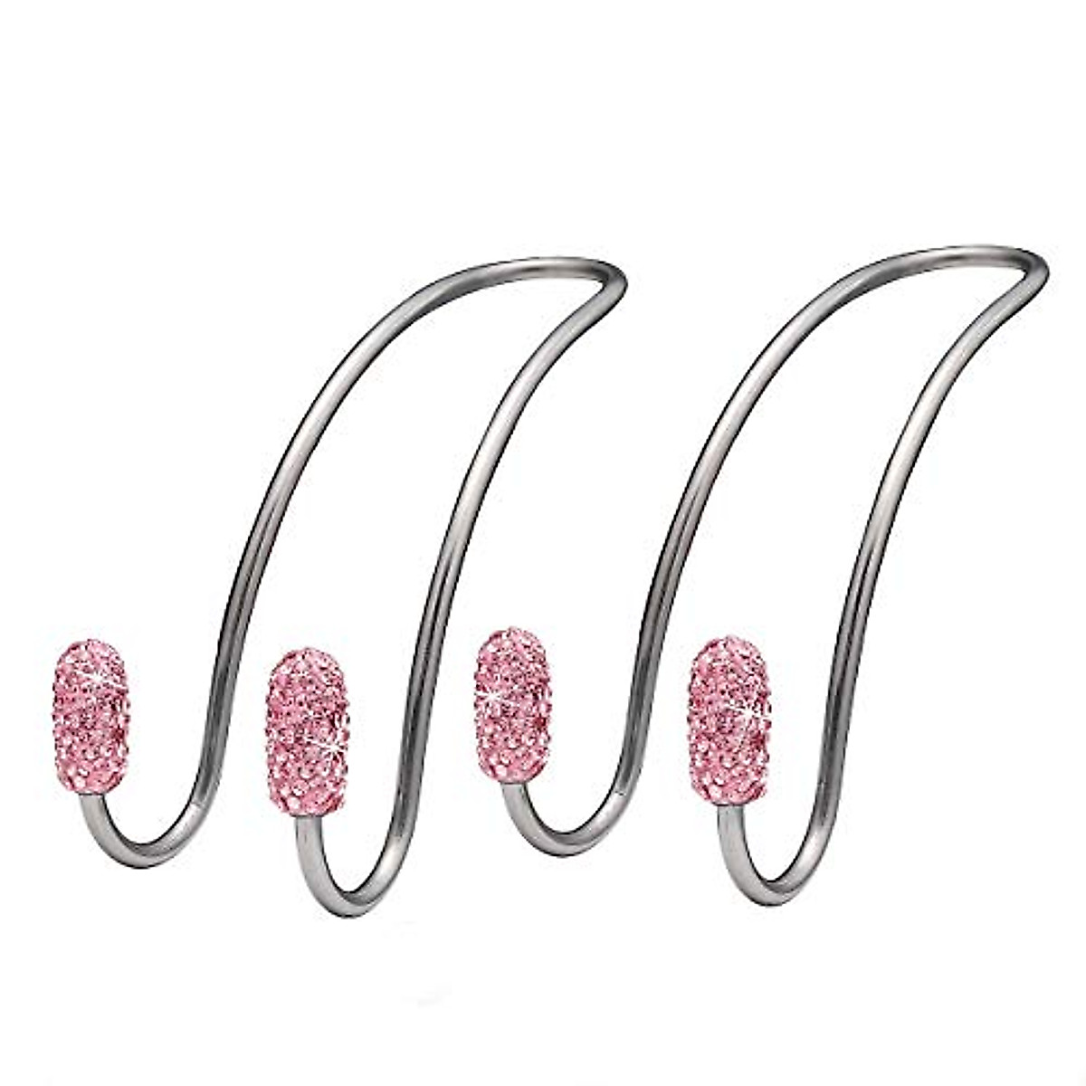 JOJOY LUX 2 Pack Seat Back Organizers, Bling Diamond Universal Car Headrest Hangers, Strong and Durable Auto Backseat Storage Hooks (Pink)