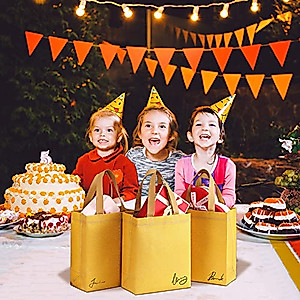 48 Pack Reusable Bags for Gifts Metallic Tote with Handles Glitter Gift Bags Bling Non Woven Bags for Weddings Birthday Party Favor Grocery Bridesmaids Easter (Gold, 6.5 x 3.1 x 7.8 Inch)