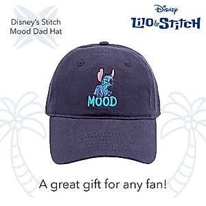 Disney Stitch Dad Hat, Adjustable Cotton Baseball Cap with Curved Brim, Navy, One Size