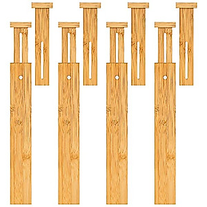 FILWH Bamboo Drawer Dividers Perfect Expandable Wooden Drawer Dividers for Kitchen Spring Loaded Adjustable Drawer Separators (2.4" High, 16.5"-22") for Bathroom Bedroom Dresser Office(4L Pack)