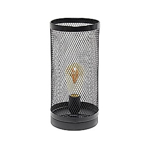 Simple Designs LT1075-BLK Cylindrical Steel Table Lamp, Black, 5.88 x 5.88 x 12.75