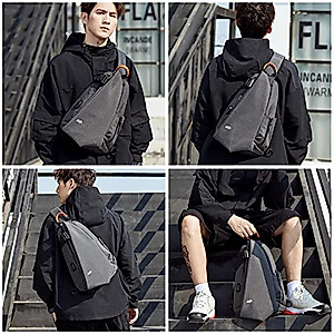 WISEPACK Sling Bag for Men Women,Crossbody Bag Men Shoulder Bag Sling Small Backpack Chest Bags One Strap Backpack Side Bags for Hiking Walking Biking Travel Cycling with USB Charger Port Grey