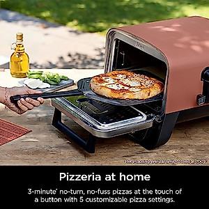 Ninja OO101 Woodfire 8-in-1 Outdoor Oven, Pizza Oven, 700°F High Heat Roaster, BBQ Smoker, Woodfire Technology, Pellets for Woodfire Flavor, Weather Resistant, Portable, Electric, Terracotta Red