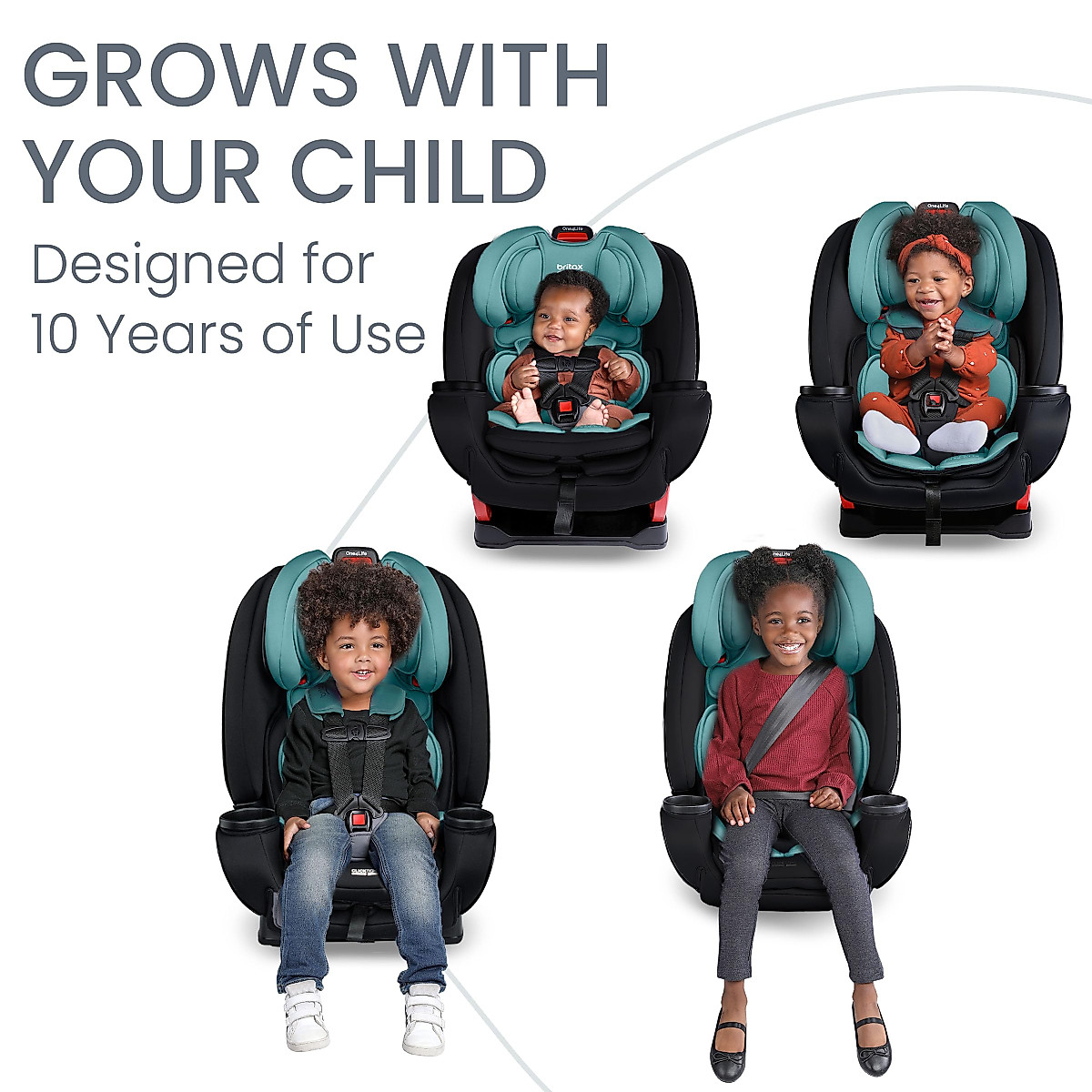 Britax One4Life Convertible Car Seat, 10 Years of Use from 5 to 120 Pounds, Converts from Rear-Facing Infant Car Seat to Forward-Facing Booster Seat, Machine-Washable Fabric, Jade Onyx