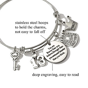 Miss Pink 13th Birthday Jewelry Gifts for Her Stainless Steel Expandable Bangle 13 Year Old Charm Bracelets for Daughter Granddaughter