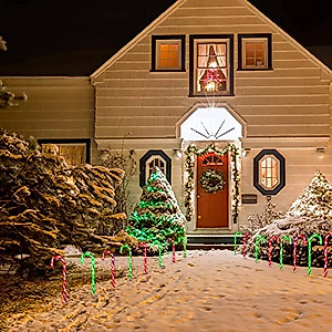 22" Christmas Candy Cane Pathway Markers Lights, Outdoor Christmas Decorations for Yard Patio Garden Walkway, Candy Cane Christmas Decor with Stake, 8 Pack, 4 Red & 4 Green