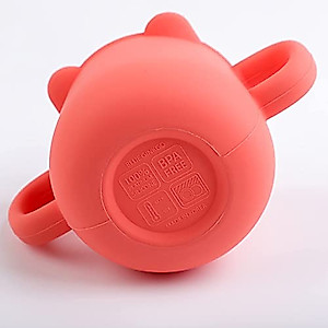 BLUE GINKGO Silicone Toddler Cups - Open Cup for Baby with Handles | Made in Korea | 8oz Training Open Cups for Toddlers 1-3 (Coral)