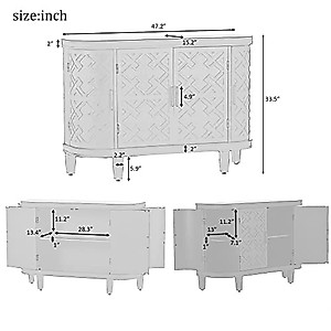 SZUBEE Antique Pattern Accent Storage Cabinet with Wooden Sideboard-Ideal for Hallway, Entryway, Living Room, Bedroom, Black