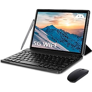 AOYODKG Tablet 2 in 1 with Keyboard, 10.1 inch Android Tablet, 8GB+64GB(1TB Expand), 2.4G+5G WiFi, Octa-Core, IPS HD Display, Dual Camera, Bluetooth, GMS Certified Tablet PC, AYO-M40 (Gray)