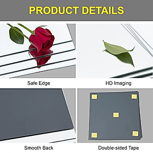 Ruomeng Full Length Wall Mirror Tiles - 10" x 10" x 4Pcs Frameless Full Body Mirror Tiles Wall Mounted Mirror for Home Gym Vanity Bedroom, Living Room