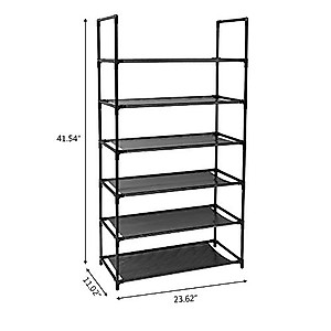 6-Tier Shoe Rack Shoes Storage Organizer Entryway Metal Shoe Holds 18-24 Pairs of Shoes