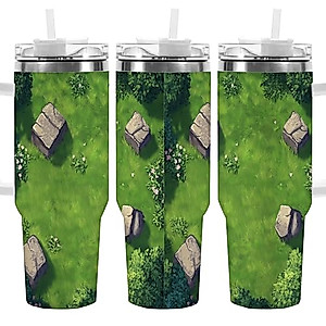 FOCIUZTA 40oz Grassland and Stone Pattern Tumbler with Lid, Travel Coffee Cup, Ideal for Easter, Gaming Enthusiast, Mother Day, and Birthday Gifts