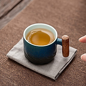 Hemoton Chinese Tea Cup Cup Ceramic Tea Mug Wood and Ceramic Materials The Glass Coffee Mugs e Heat- Home Wooden Handle Tea Mug Concentrate Ceramics Travel Mug Decorate Lovers
