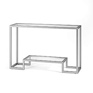 Henn&Hart 47.75" Wide Rectangular Console Table in Satin Nickel, Entryway Table, Accent Table for Living Room, Hallway
