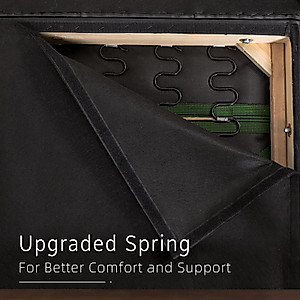 Okeysen Accent Chairs Set of 2, Mid Century Modern Accent Chair, Retro Wood and Leather Armchairs Side Chair, Lounge Reading Comfy Arm Chair for Living Room, Bedroom, Office(Matte Black)