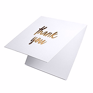 Luxury Gold Foil Letterpress Thank You Cards and Gray Envelopes 20 Pack - Opie's Paper Company (Gold)
