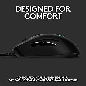 Logitech G403 Hero 25K Gaming Mouse, Lightsync RGB, Lightweight 87G+10G, Braided Cable, 25,600 DPI, Rubber Side Grips (Renewed)