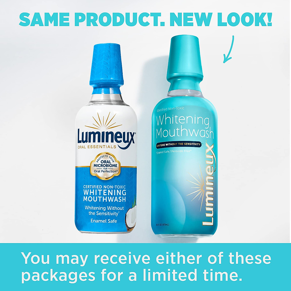 Lumineux Teeth Whitening Mouthwash, 16 Oz. 2 Pack - Peroxide Free - Enamel Safe - Whitening without The Sensitivity - Certified Non-Toxic - NO Alcohol, Fluoride & SLS Free