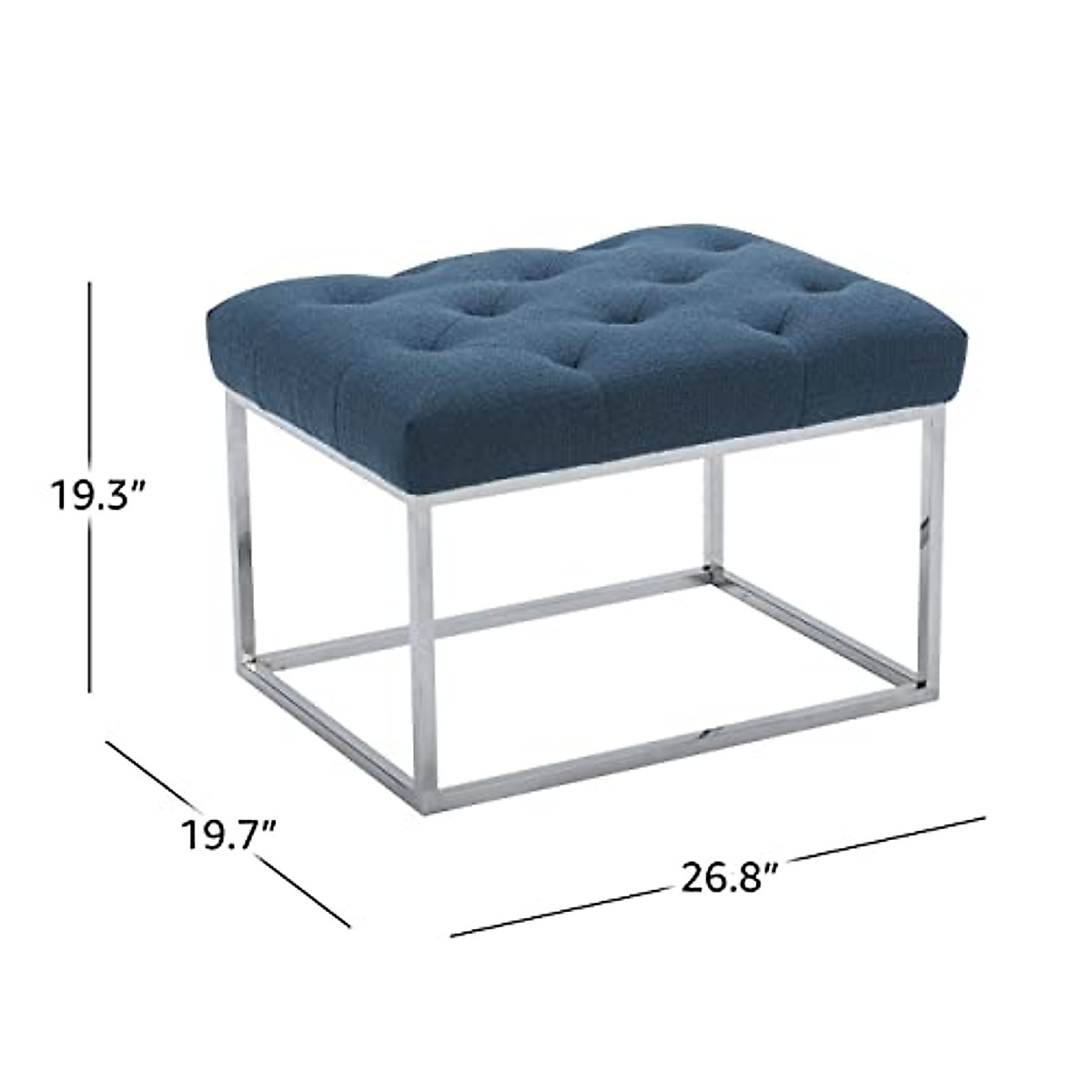 Amazon Brand – Rivet Mid-Century Modern Tufted Ottoman Stool with Metal Base, 26.8"W, Juniper