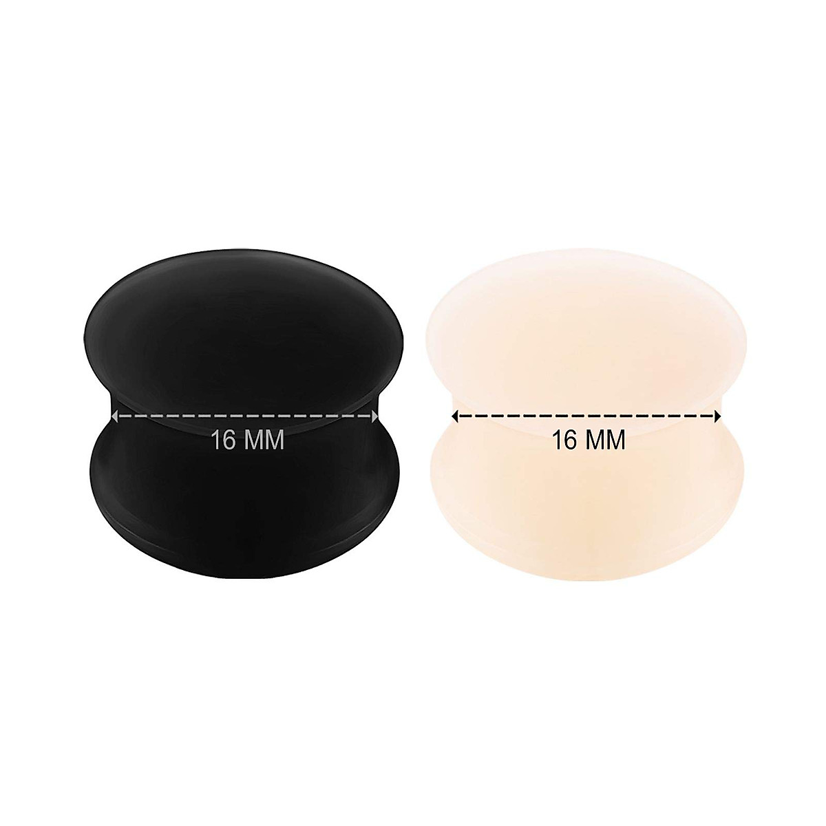 BanaVega 4PCS Silicone Skin 5/8 inch 16mm Double Flared Saddle Black Ear Stretcher Gauge Plugs Lobe Earring Piercing Jewelry 2823