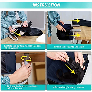 TOONOON Hook On High Chair, Fast Table Chair Clip on Table High Chair, Fold-Flat Storage Tight Fixing Portable Baby Feeding Seat for Baby Toddler Washable with Dining Tray for Travel Outside