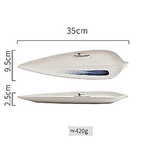 KOWMcp Dinner Plates Long Leaf Plate Leaf-Shaped Ceramic Plate Sushi Plate dim Sum Plate Restaurant Creative Plate Dish Flat Plate (Color : B)