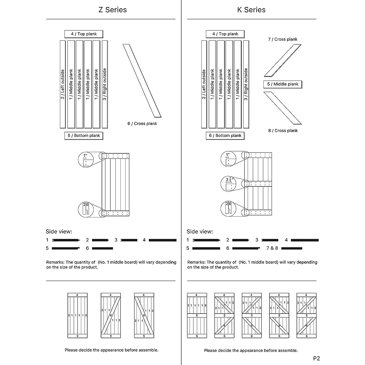 48 in/60in/72in/84in X 84 in K Series DIY Knotty Wood Double Sliding Barn Door with Hardware Kit (60 in x 84 in, Aged Barrel)