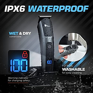 Fagaci Gentle with Skin 5 in 1 Hair Trimmer, Waterproof Ball Trimmer for Men with Turbo Speed, Quick Charge Body Hair Trimmer for Facial, Pubic, Groin, Electric Hair Beard Trimmer for Men Professional